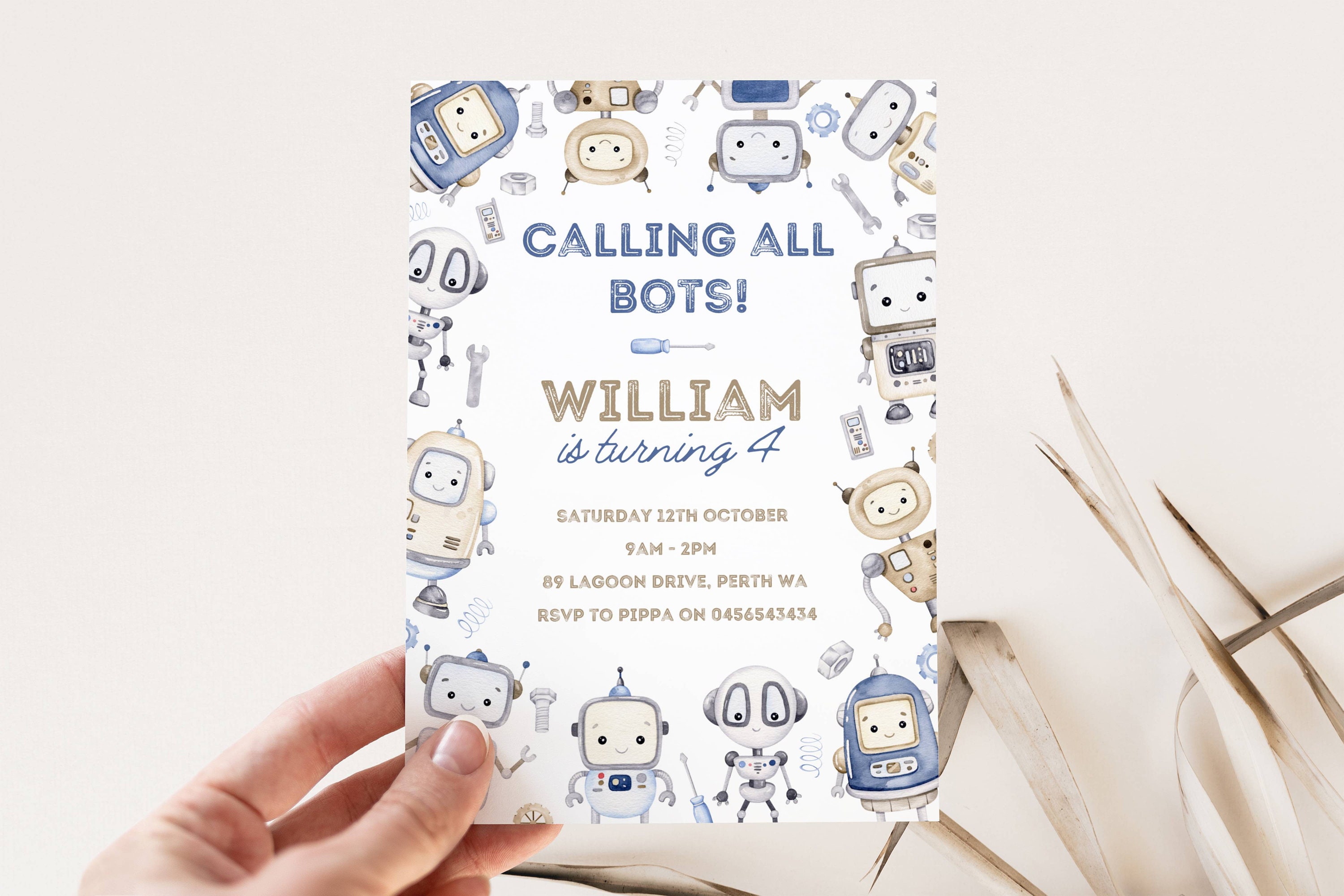 Editable Robot Birthday Party Invitation, Boys Robot Party, Calling All ...