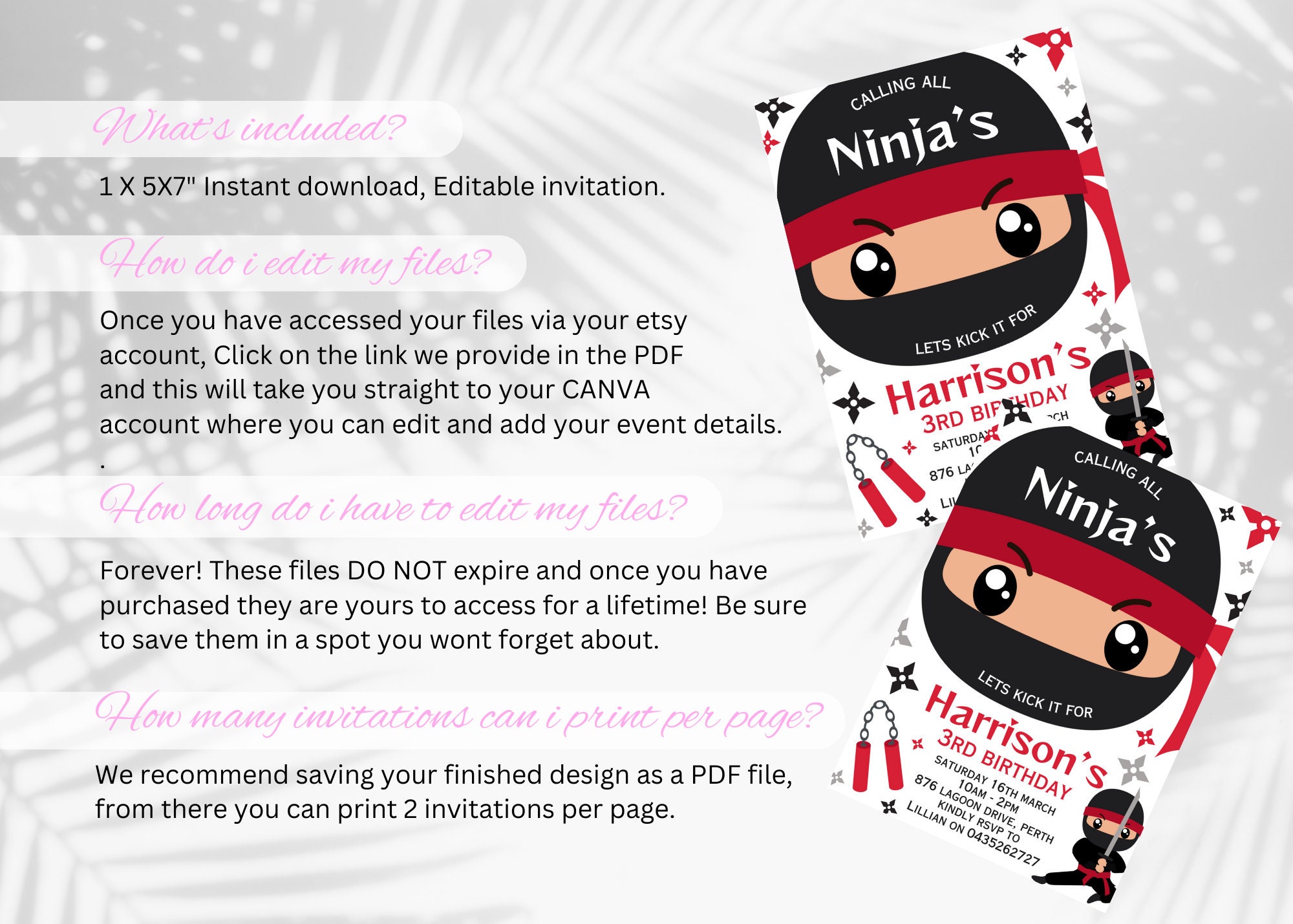 Ninja Warrior's Boy's Birthday Party Invitation, Calling All Ninja ...
