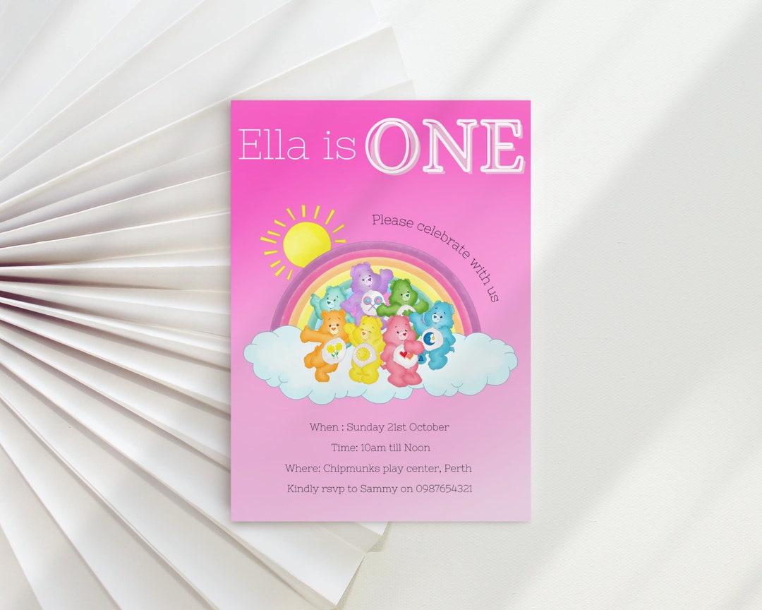 Editable Care Bears Invitation Colourful Bears Birthday - Etsy