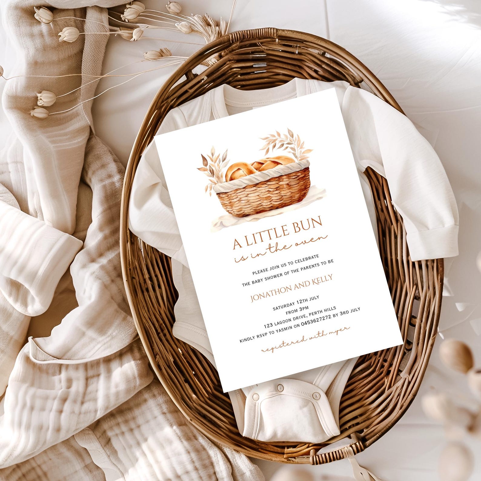 Sourdough Bread Invitation, A Bun in the Oven Invite, Baked With Love ...