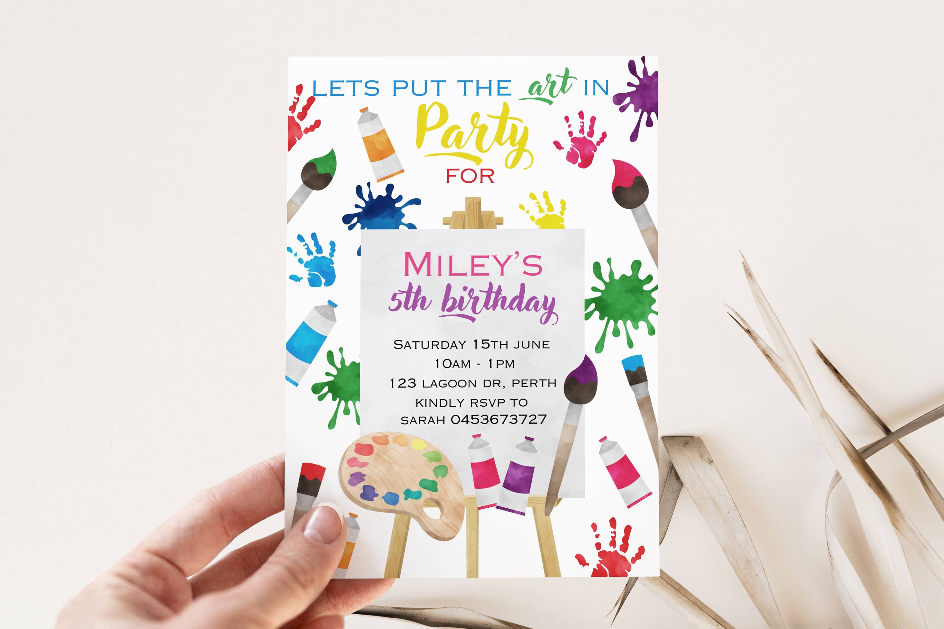 Editable Arts and Crafts Birthday Party Invitation, Lets Put the Art in ...