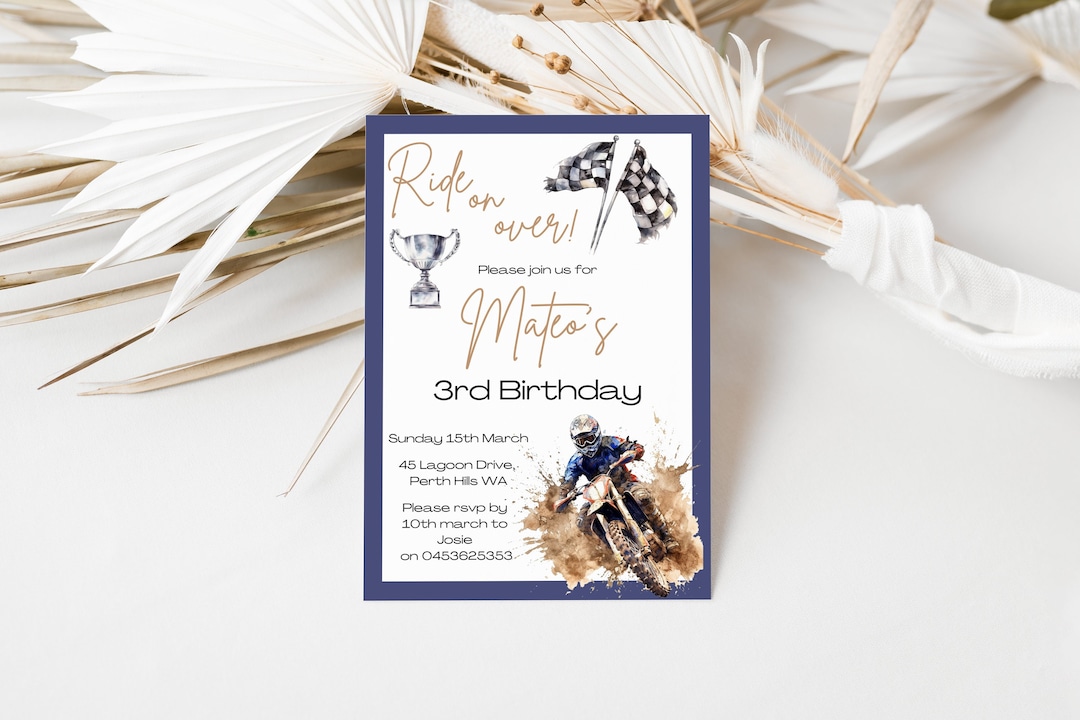Editable Our Little Racer Invitation Motorbike Invite Dirtbike ...