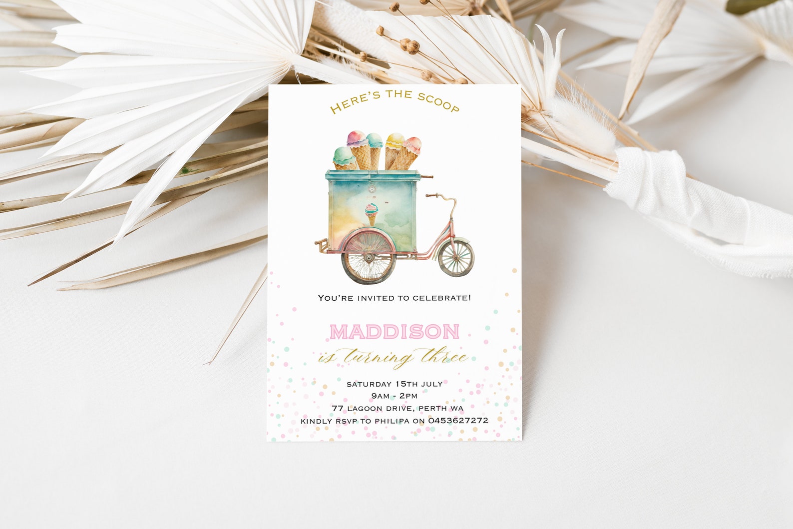 Editable Icecream and Sprinkles Birthday Party Invitation, Ice Cream ...