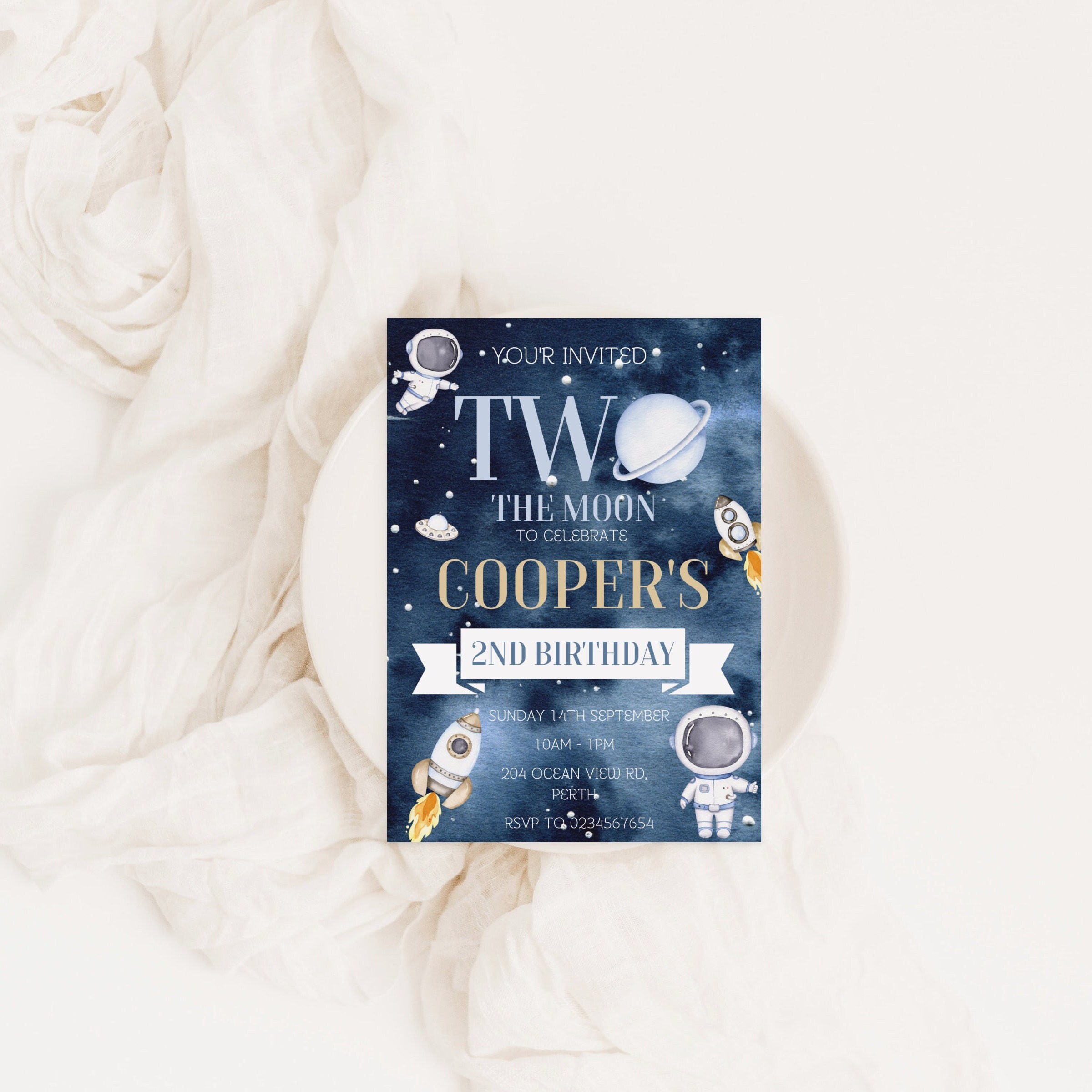 Editable Two the Moon Invitation Out of Space Invitation Astronaut ...