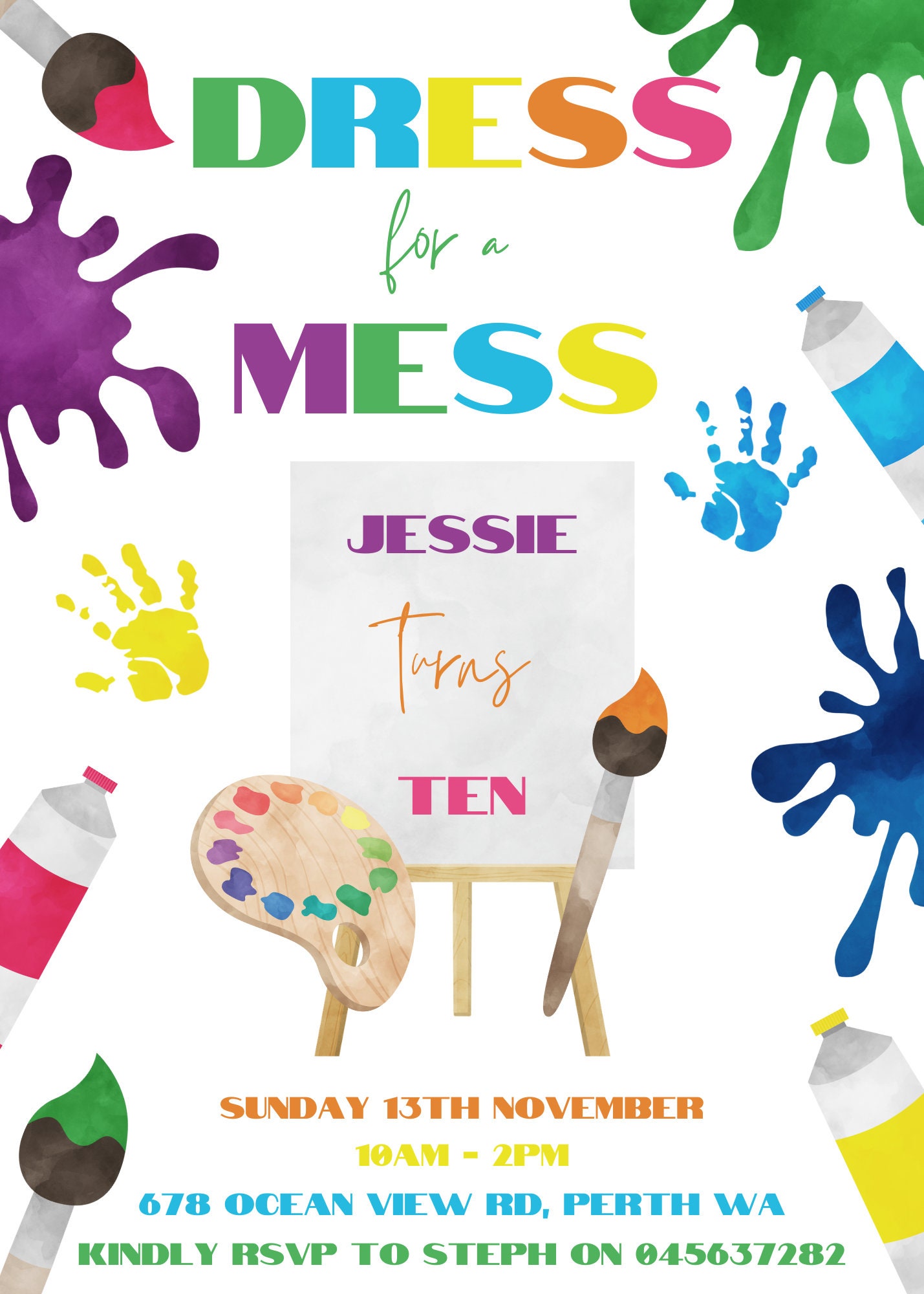 Editable Arts and Crafts Birthday Party Invitation, Lets Put the Art in ...