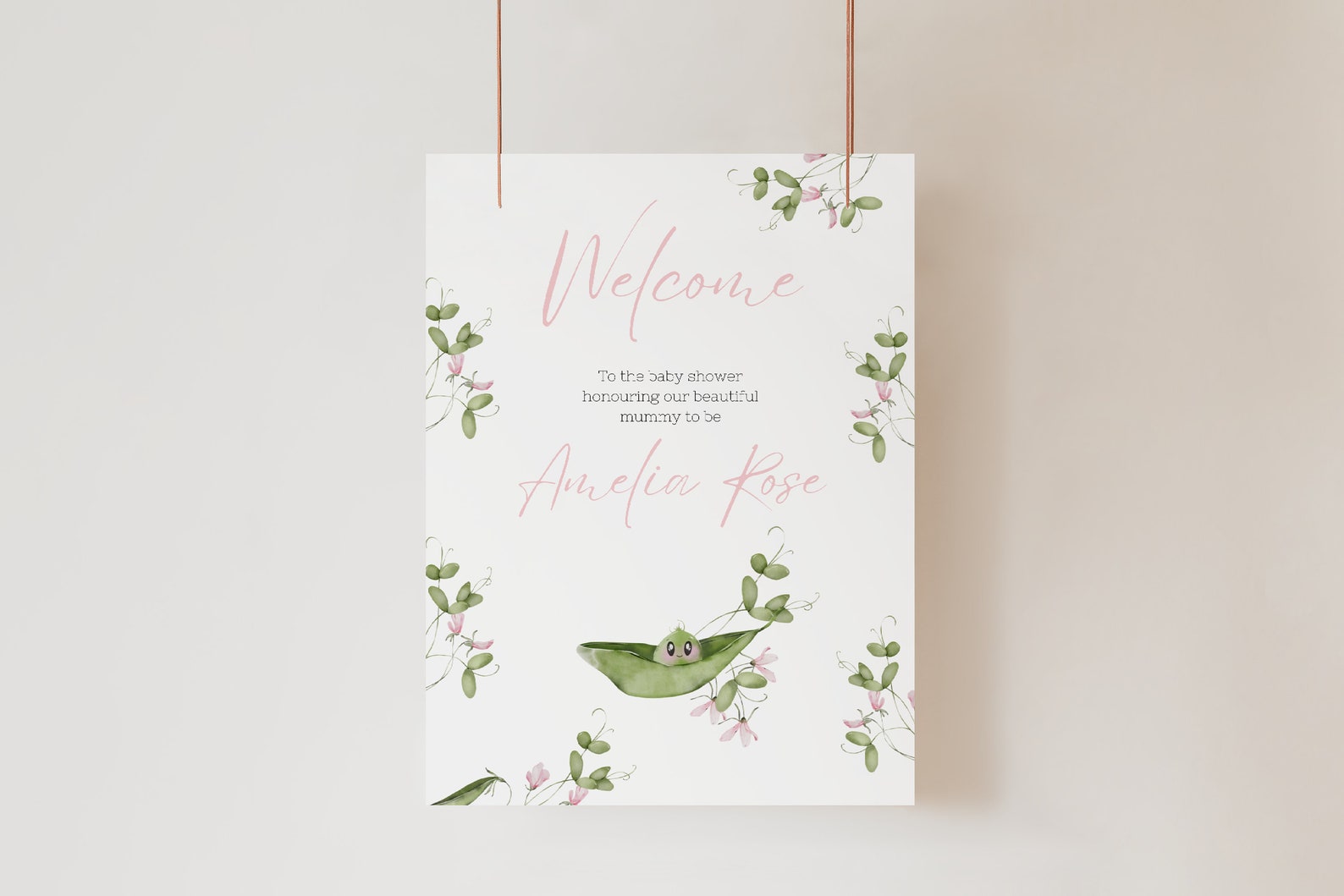 Editable Sweet Pea Baby Shower Welcome Sign, a Little Sweet Pea is on ...
