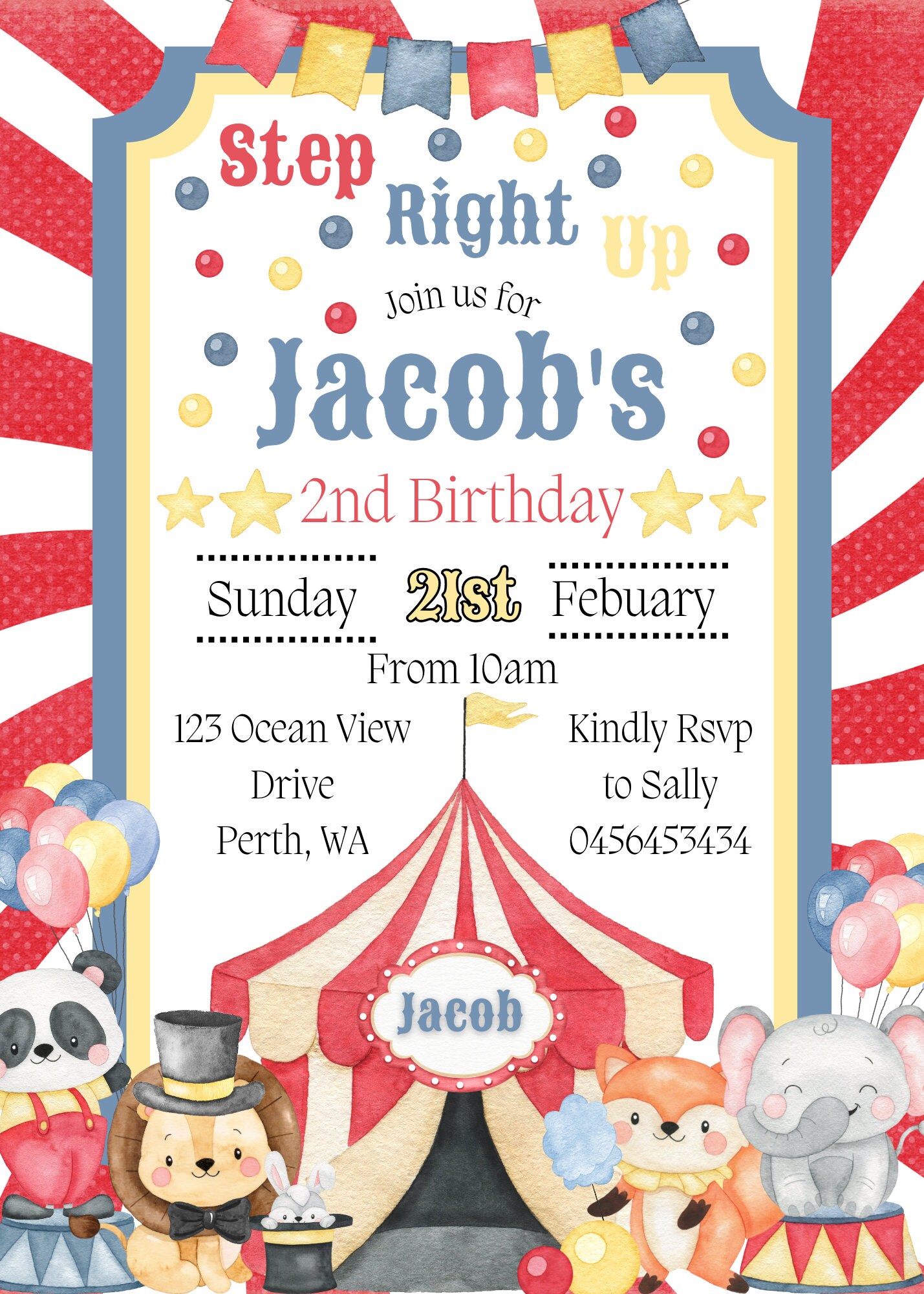 Editable Circus Birthday Invitation Come One Come All Circus Birthday ...