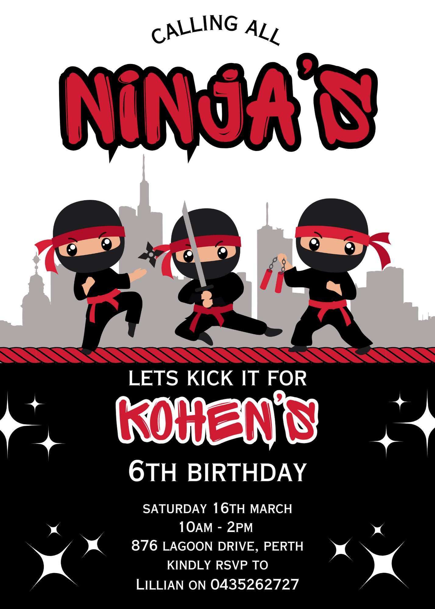 Editable Calling All Ninjas Birthday Party Invitation, Ninja Warrior ...