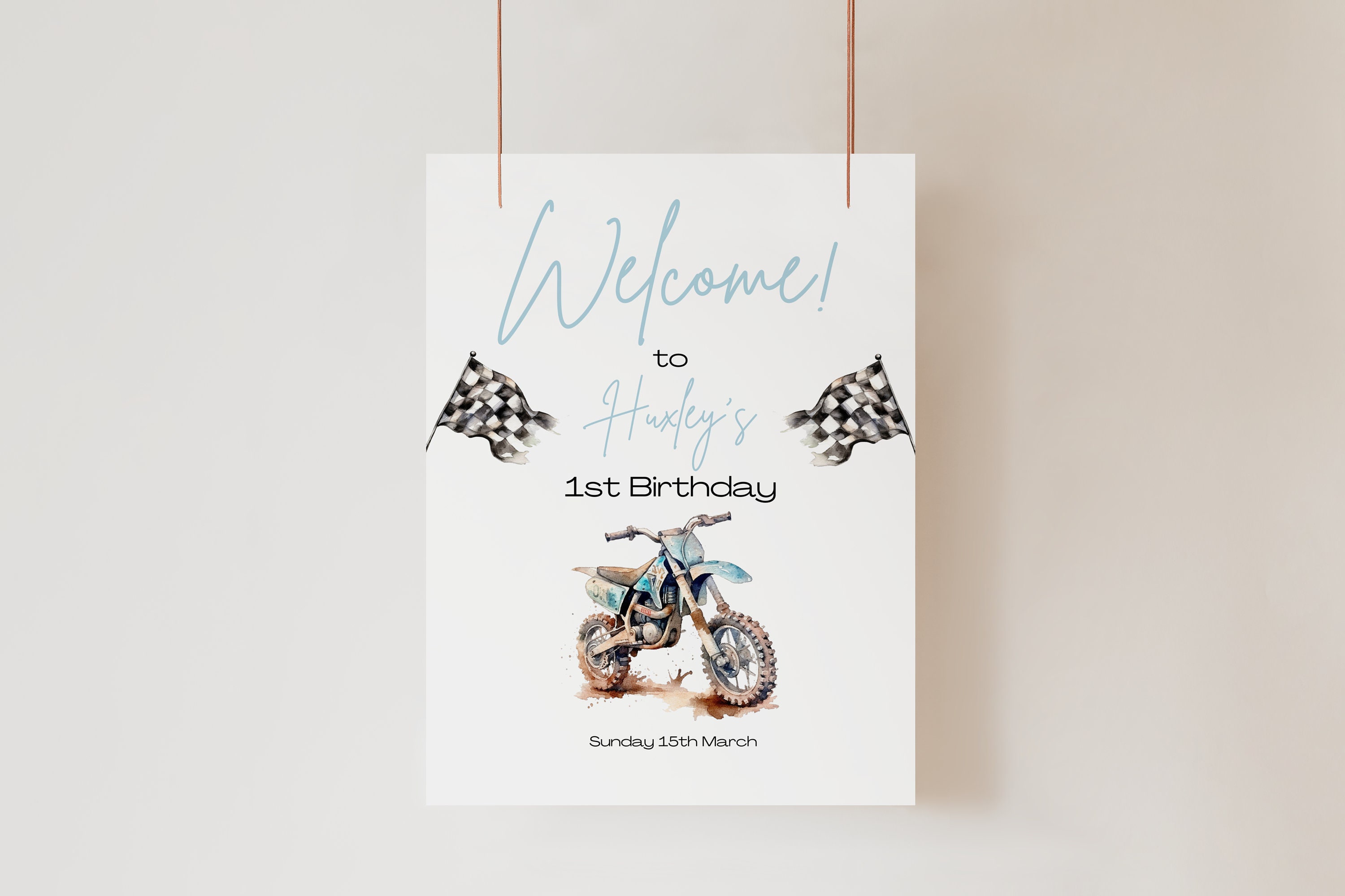 Motorbike First Birthday Welcome Board, Dirt Bike Racing Welcome Sign ...