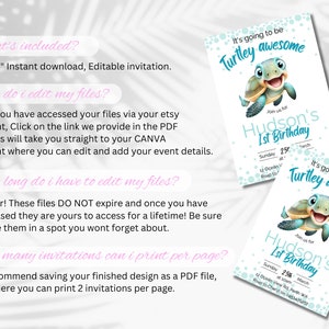 Turtle Birthday Invitation, Turtley Awesome Invitation, Boys First ...