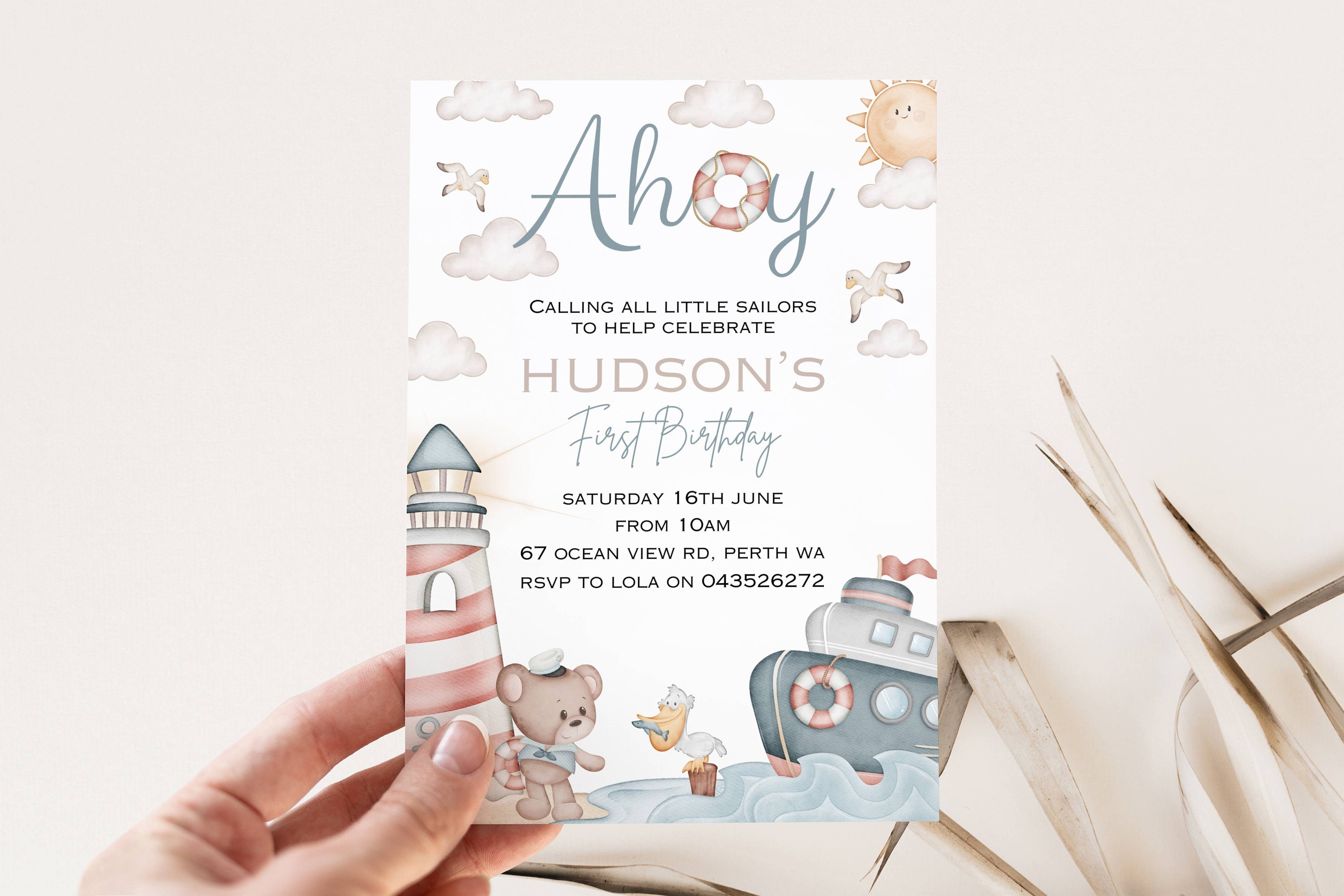 Editable Sailor's Birthday Party Invitation, Little Sailor Invite, Ahoy ...