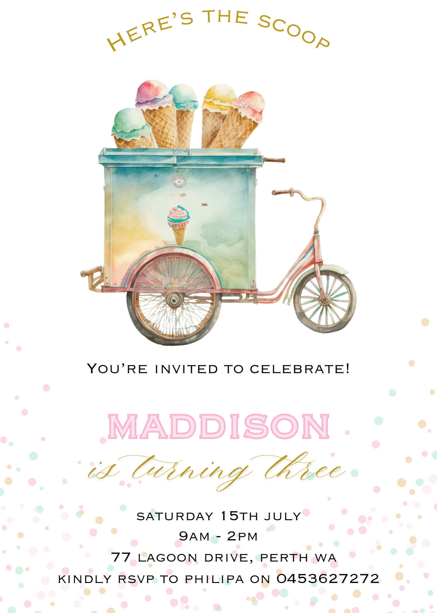 Editable Icecream and Sprinkles Birthday Party Invitation, Ice Cream ...