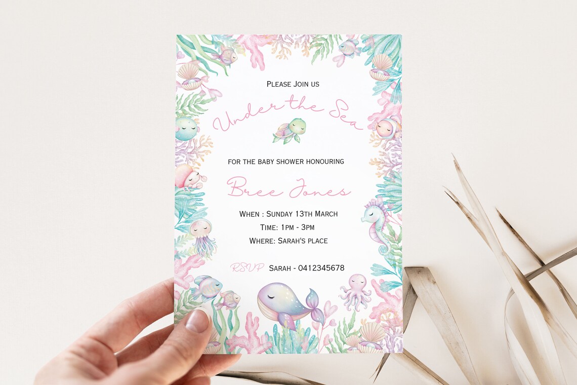 Editable Under the Sea Baby Shower Invitation Under the Sea Mini Bundle ...