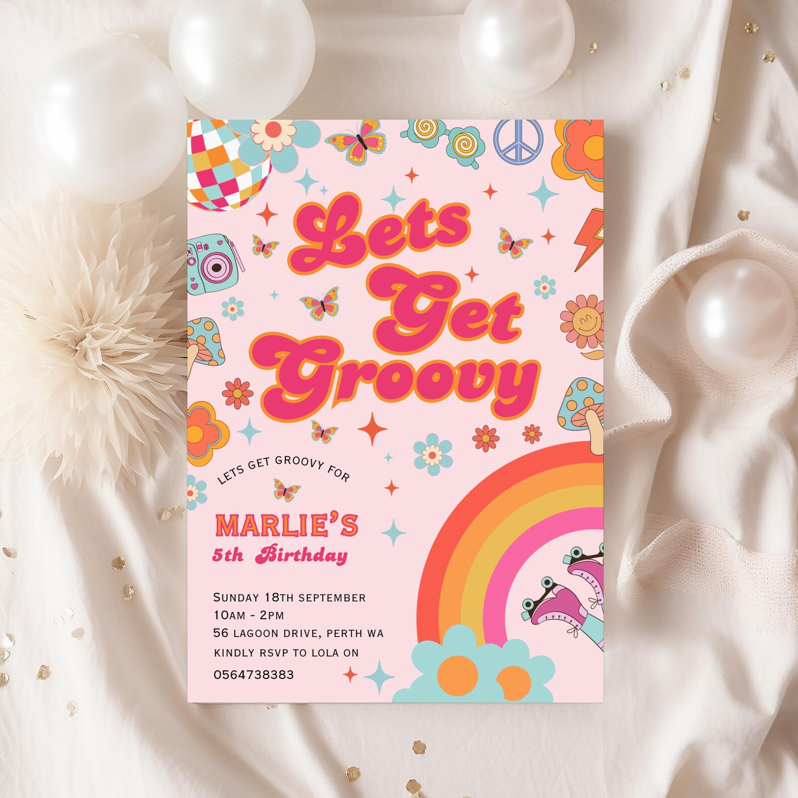 Lets Get Groovy Birthday Party Invitation, Two Groovy Party Invite ...