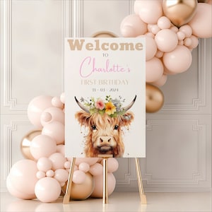 Highland Cow Birthday Party Welcome Sign, Cow Welcome Board, Highland ...