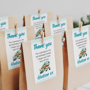 Turtle Thank You Gift Tag, Turtley Awesome Birthday Party Gift Tag ...