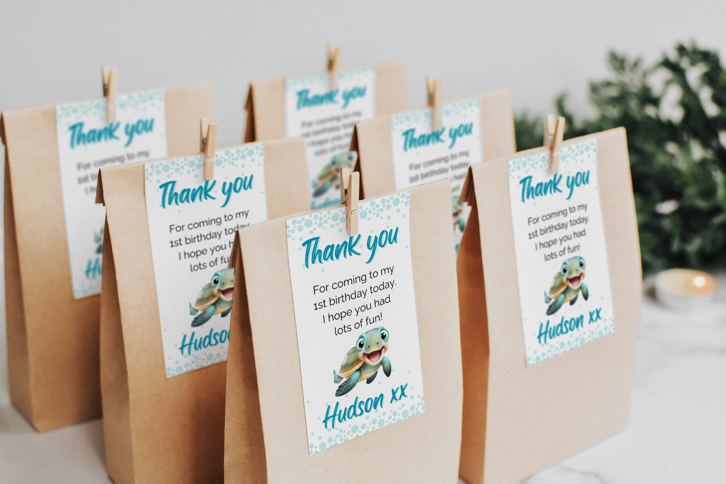 Turtle Thank You Gift Tag, Turtley Awesome Birthday Party Gift Tag ...