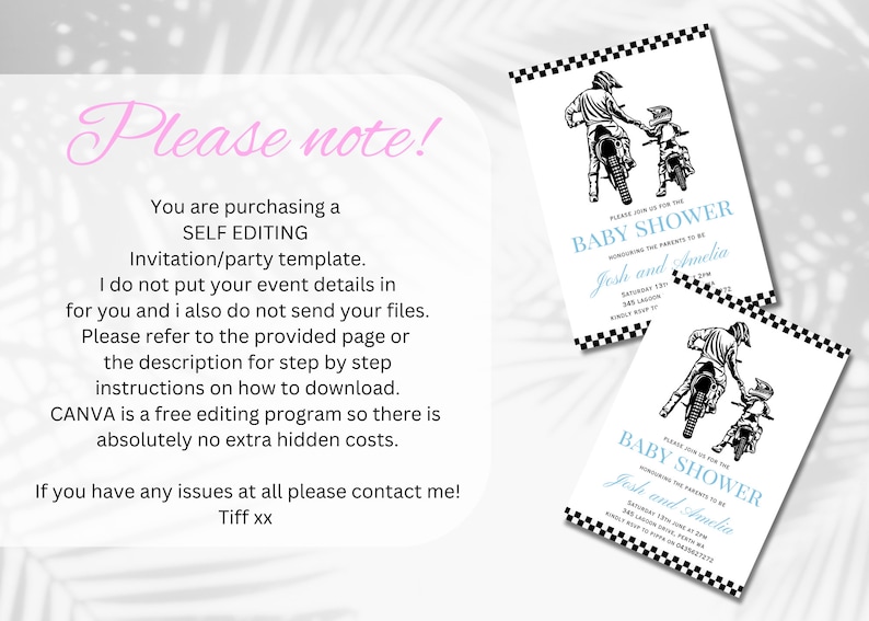 Motorbike Baby Shower Invitation, Dirt Bike Baby Shower Party, Daddy ...