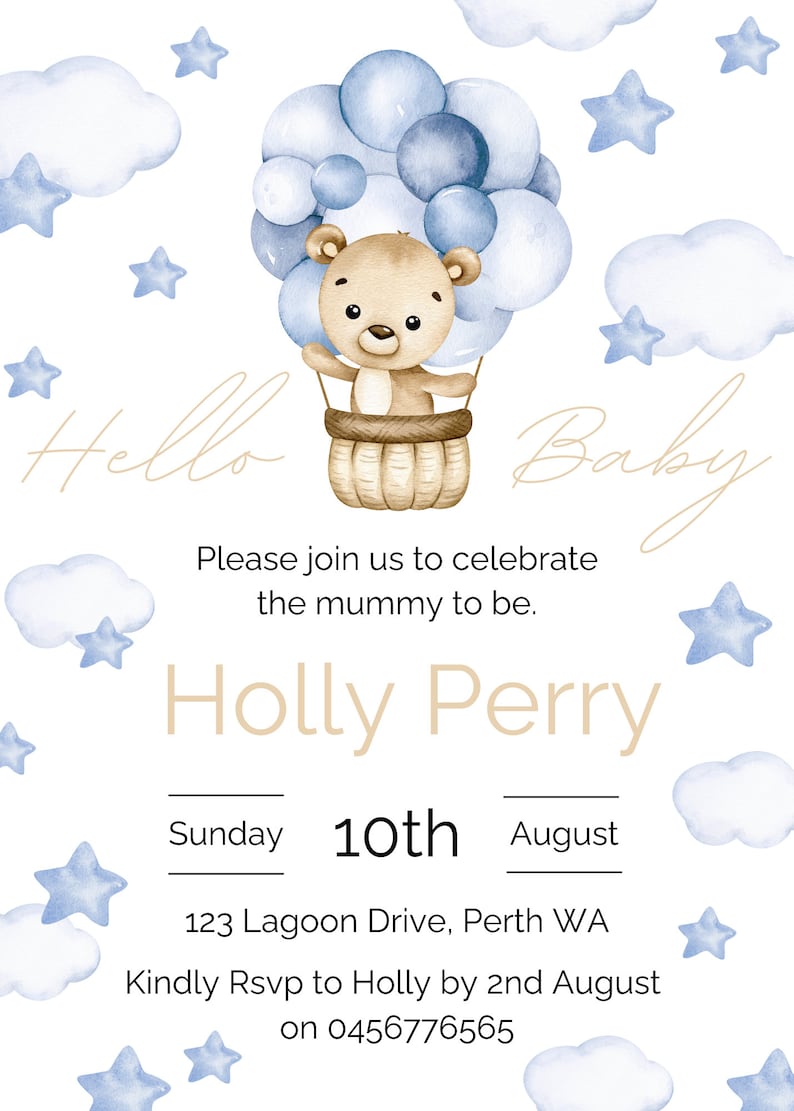 Editable Hello Baby Invite Baby Shower Invite Baby Boy Invite Oh Baby ...
