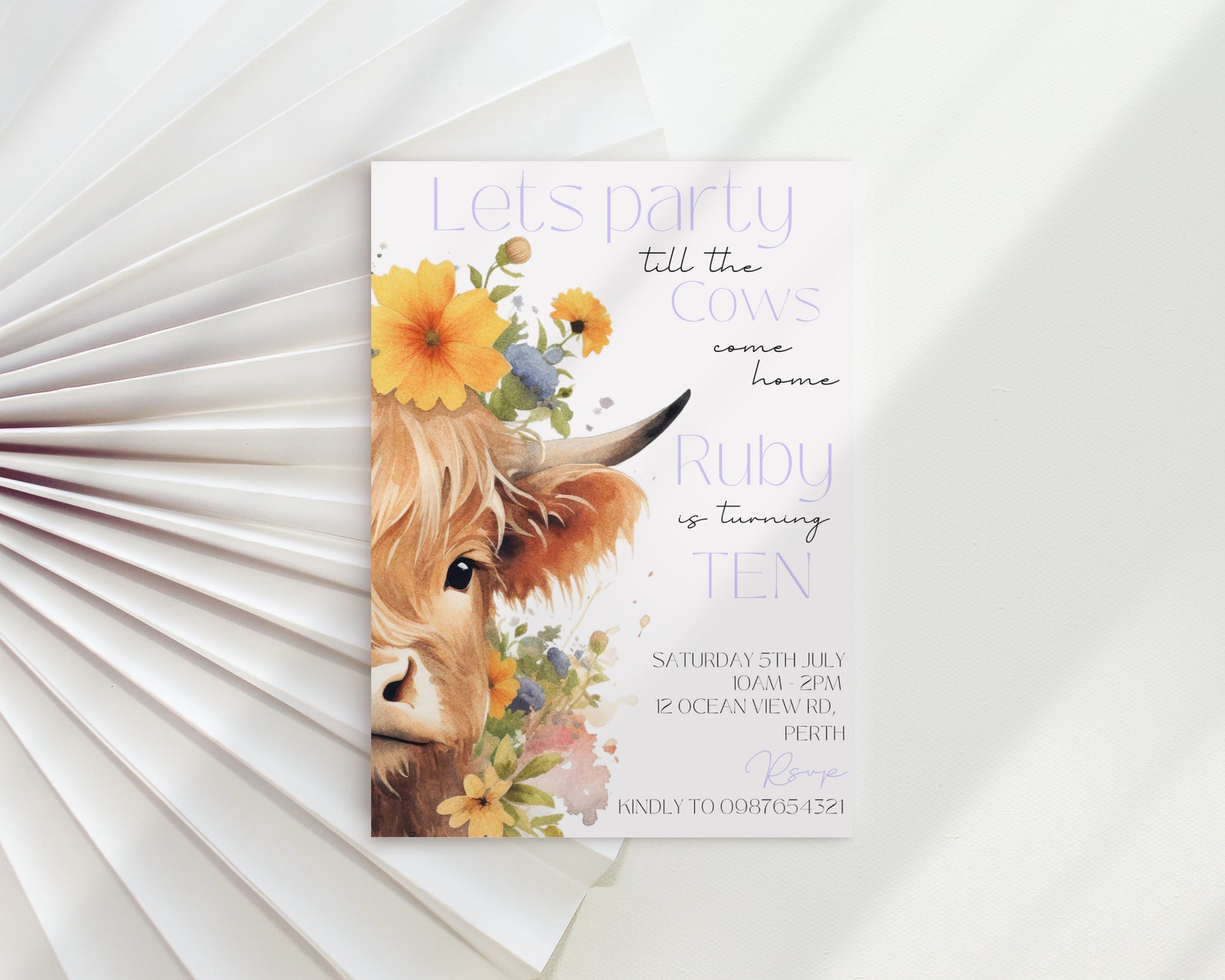 Editable Highland Cow Birthday Invitation Holy Cow Invitation Girls ...