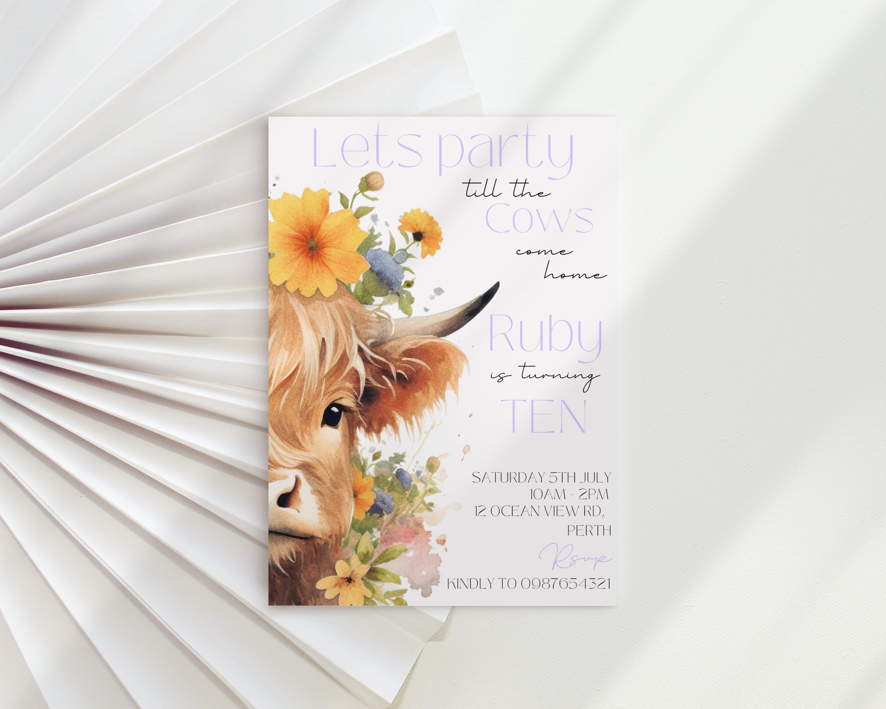 Editable Highland Cow Birthday Invitation Holy Cow Invitation Girls ...