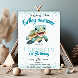 Turtle Birthday Invitation, Turtley Awesome Invitation, Boys First ...