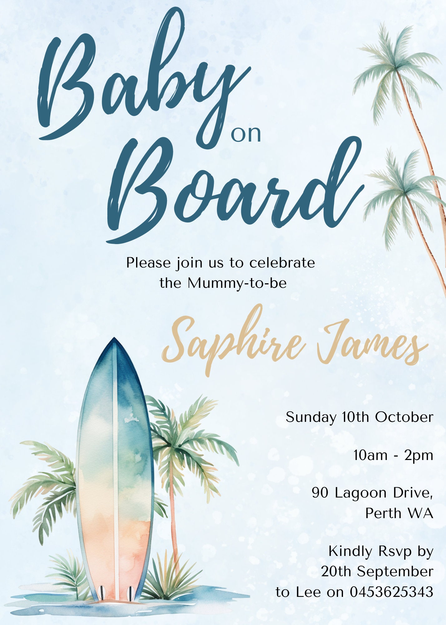 Editable Baby on Board Invitation Little Surfer Invite Beach Invite ...