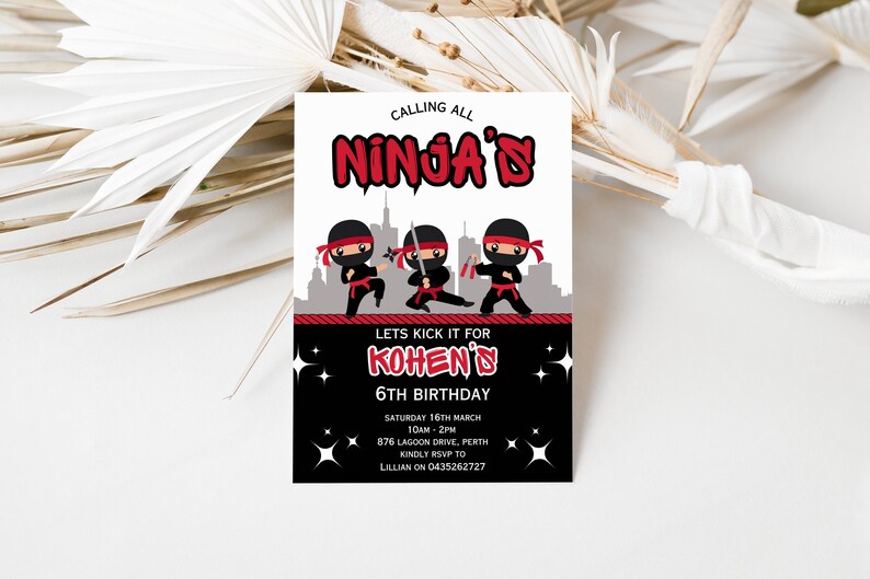 Editable Calling All Ninjas Birthday Party Invitation, Ninja Warrior ...