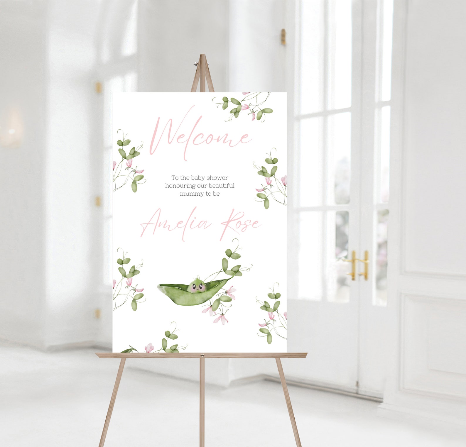 Editable Sweet Pea Baby Shower Welcome Sign, a Little Sweet Pea is on ...