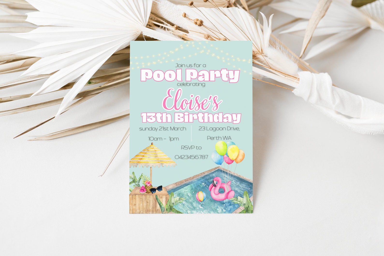 Editable Pool Party Birthday Invitation Splash Splash Invitation Girls ...