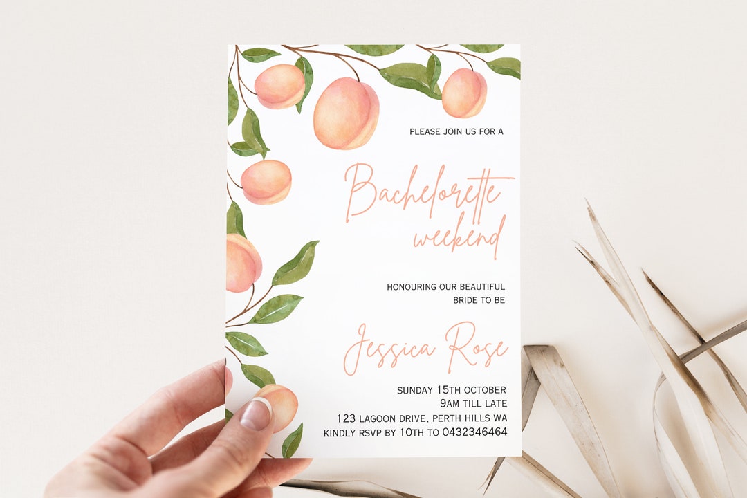 Editable Peaches Bachelorette Weekend Invitation Hens Party Bridal ...