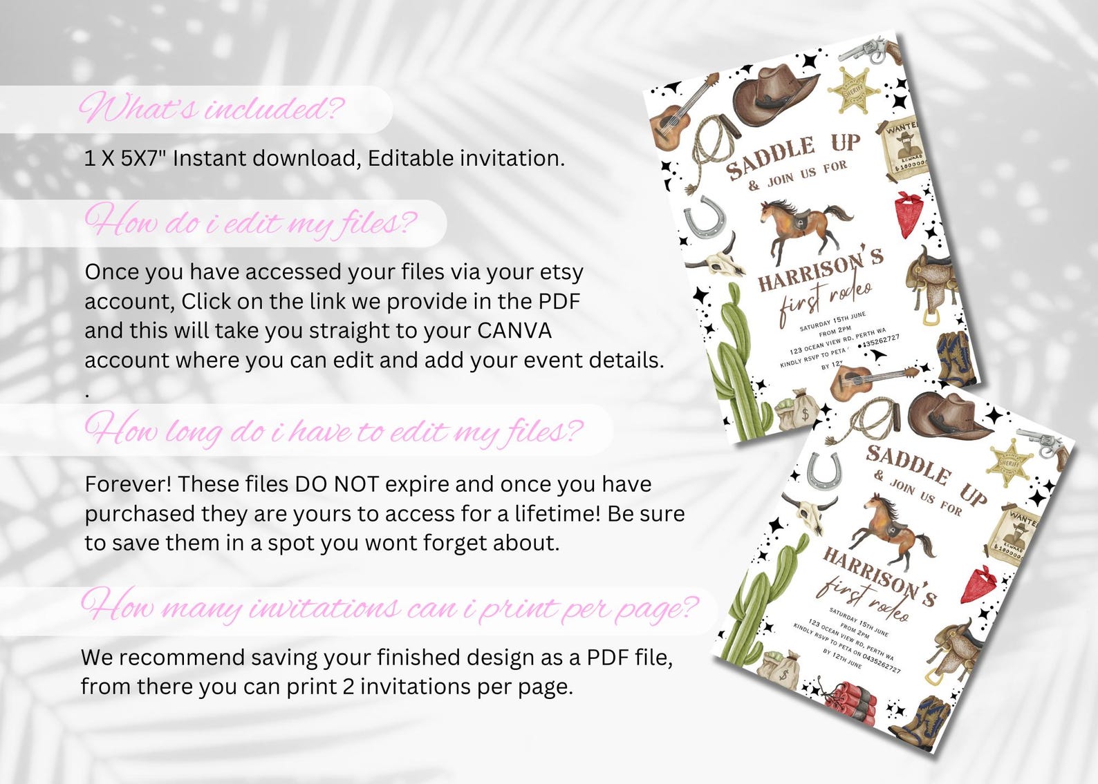 Cowboy Birthday Invitation, Boys Country and Western First Birthday ...