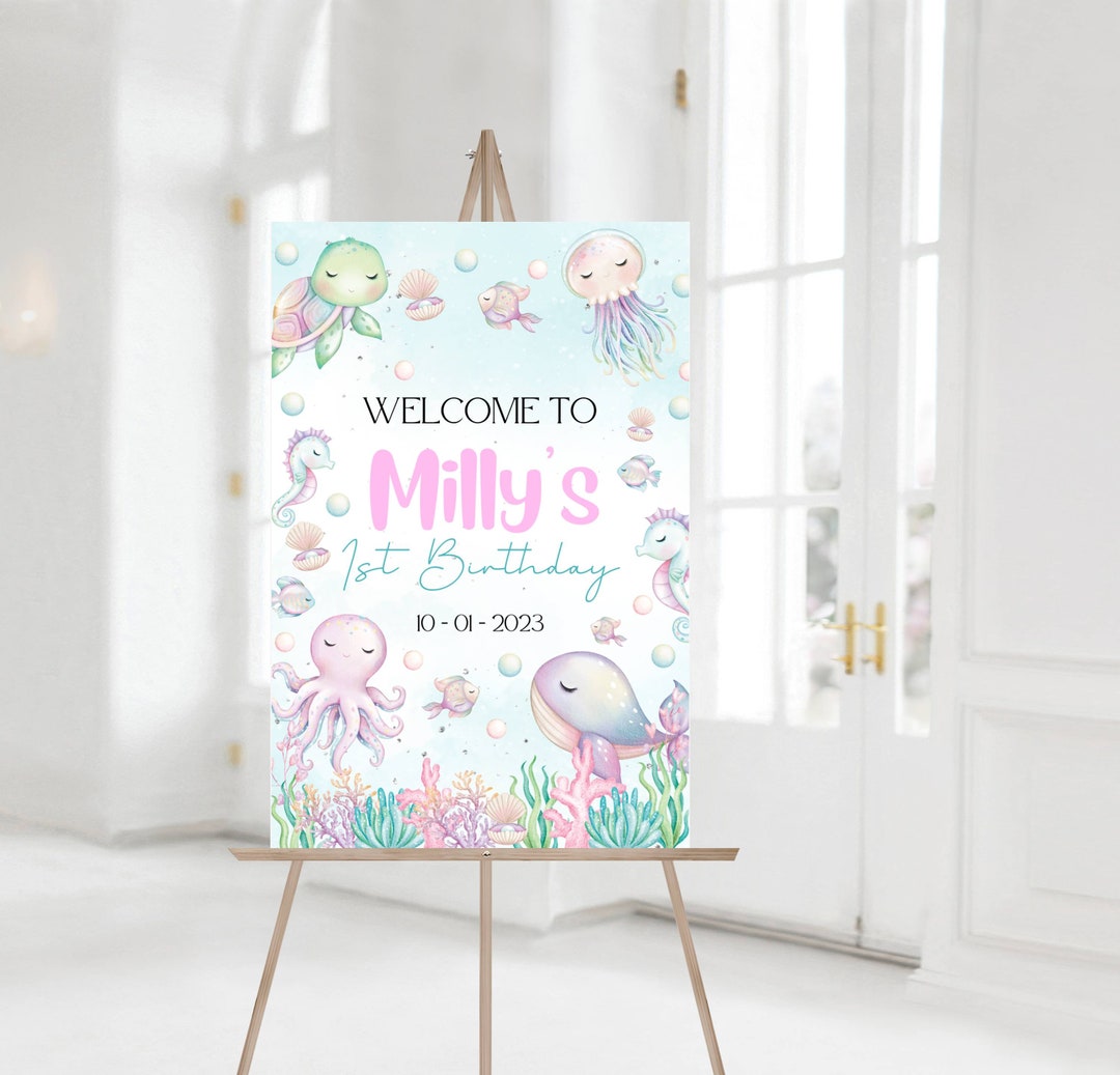 Editable Under the Sea Girls Birthday Party Welcome Sign, Oneder the ...