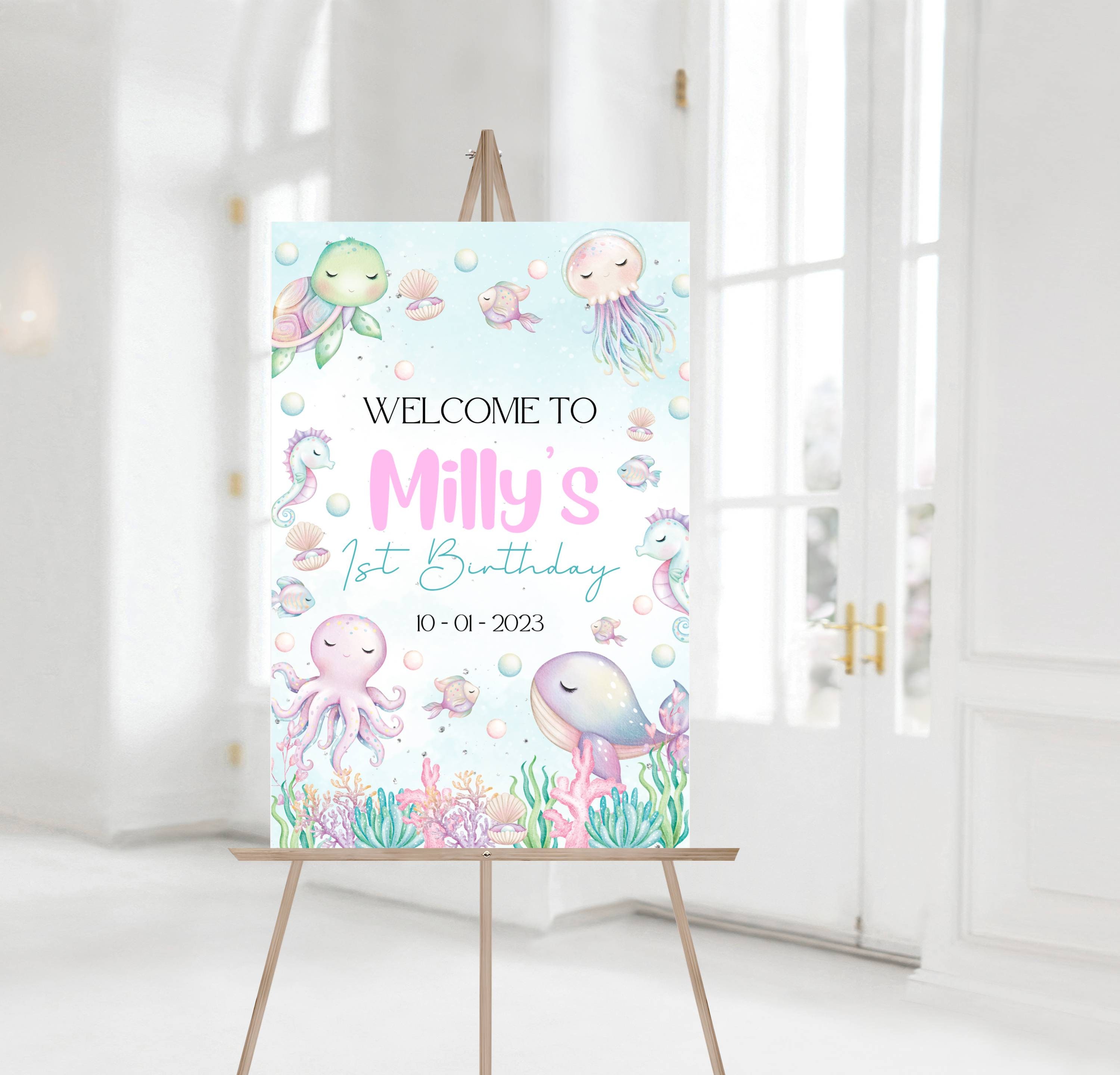 Editable Under the Sea Girls Birthday Party Welcome Sign, Oneder the ...