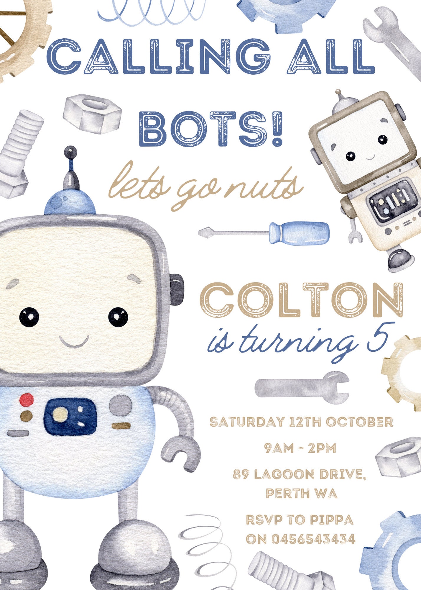 Editable Robot Birthday Party Invitation Boys Robot Party - Etsy