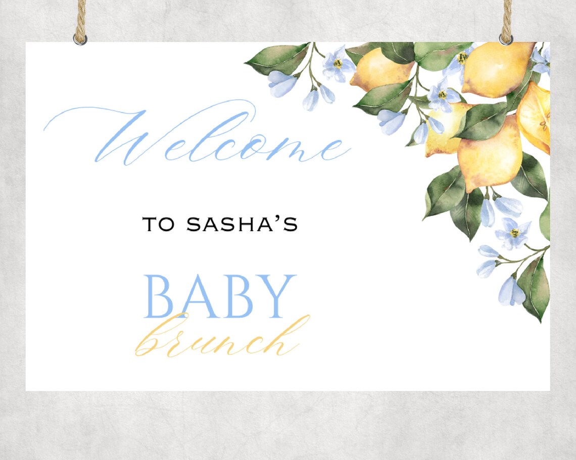 Lemon Theme Baby Shower Backdrop Banner, Lemon Amalfi Coast Party ...