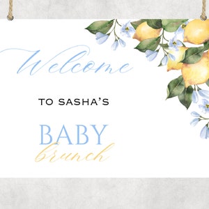 Lemon Theme Baby Shower Backdrop Banner, Lemon Amalfi Coast Party ...