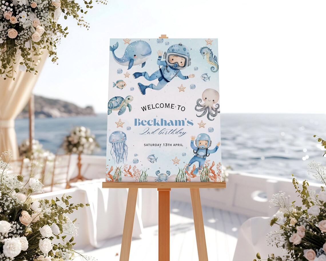 Under the Sea Welcome Board, Oneder the Sea Welcome Sign, Boys Ocean ...