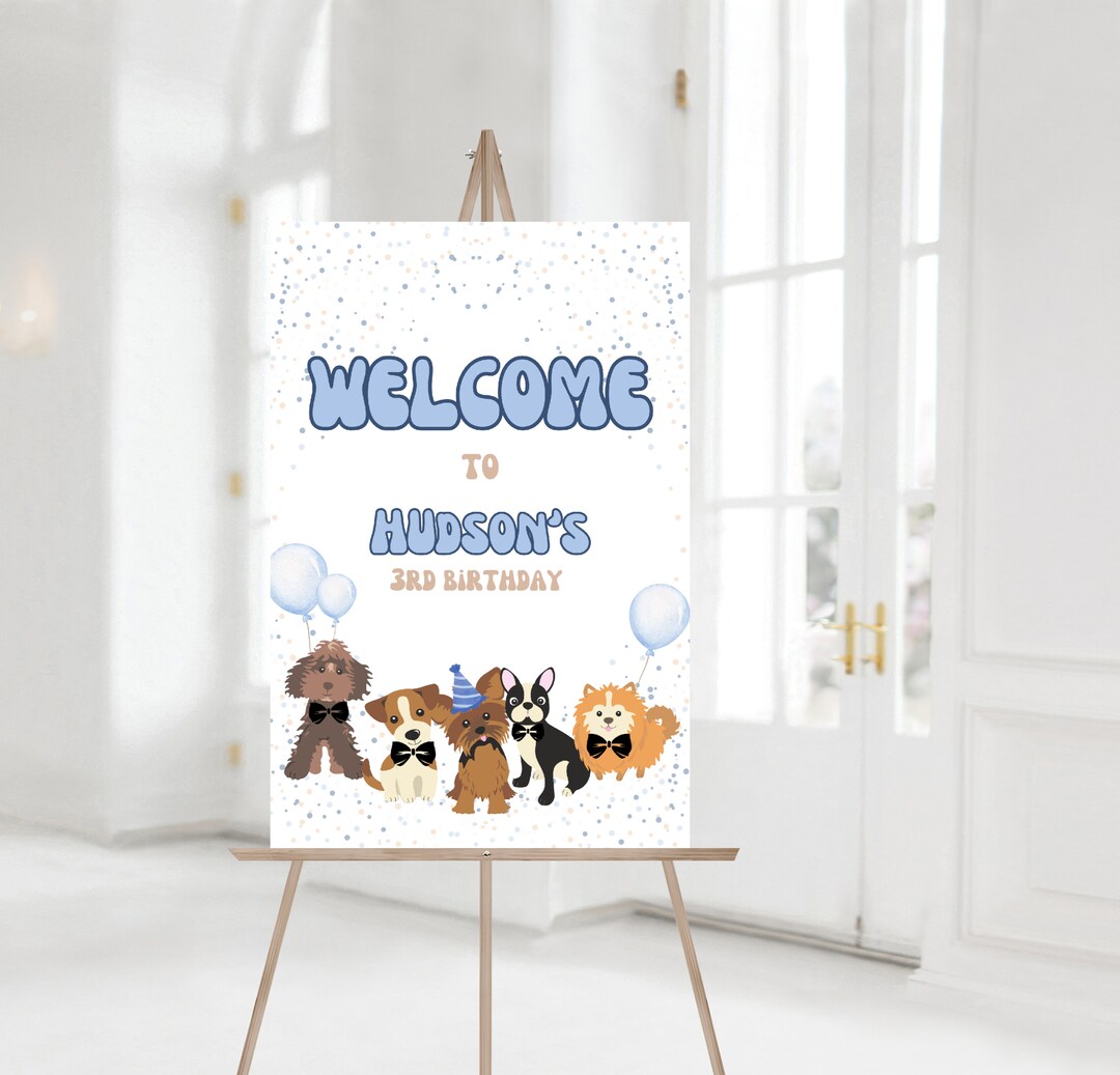 Editable Puppy Welcome Sign Lets Pawty Printable Welcome Sign Toddler ...