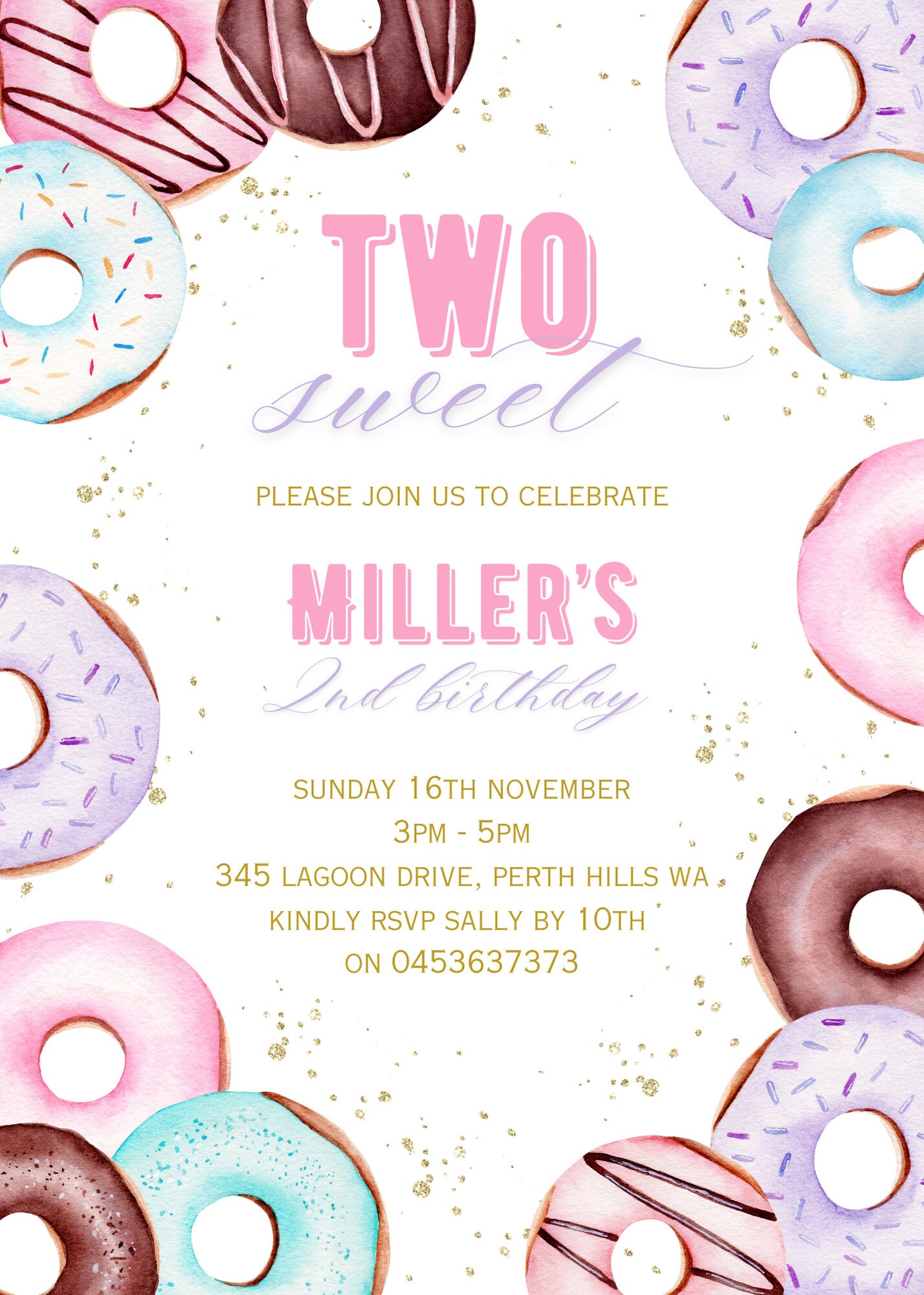 Editable Donut and Sprinkles Birthday Party Invitation, Donut Miss the ...