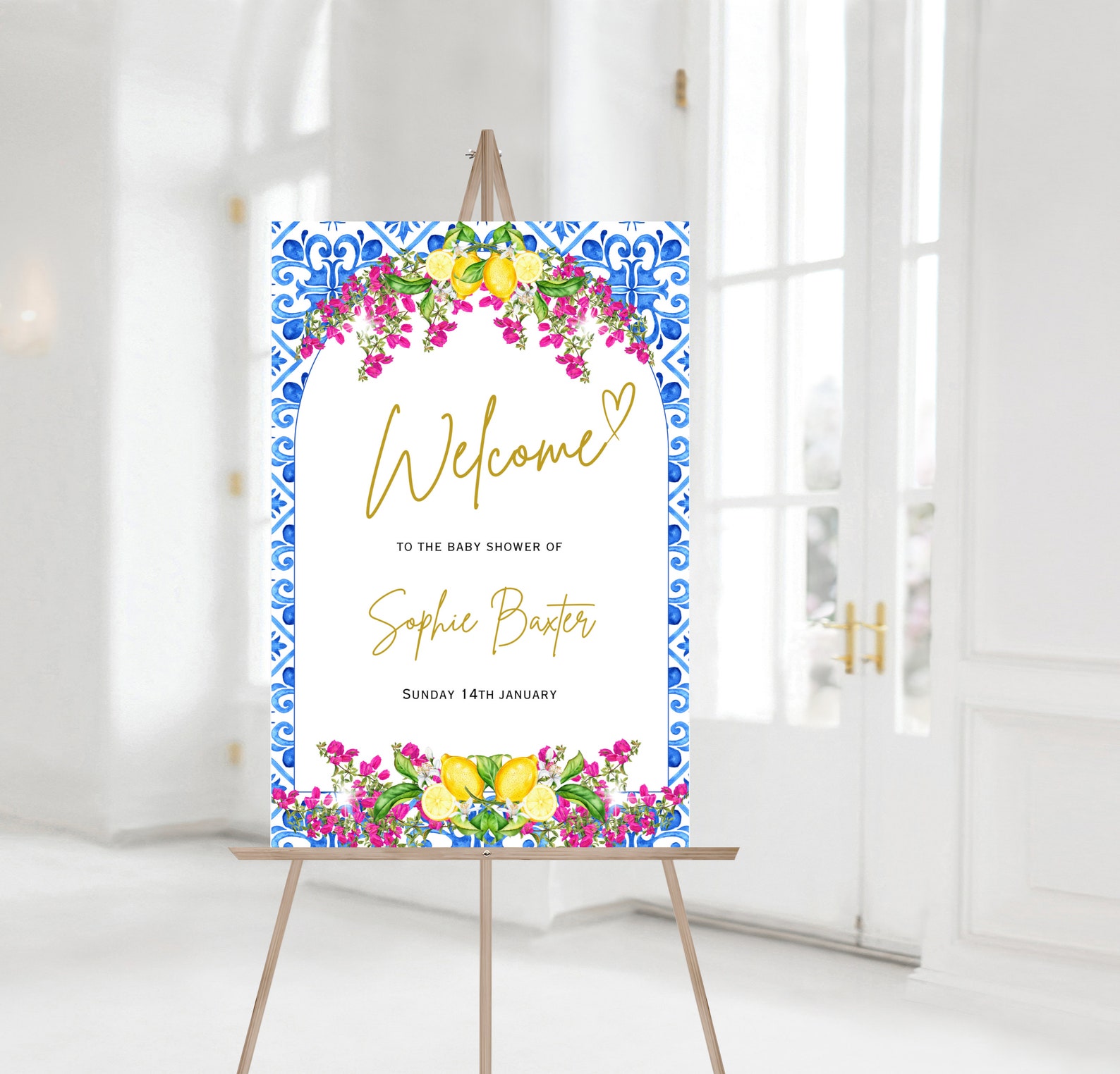 Lemon and Positano Tile Welcome Board, Amalfi Coast Baby Shower Signs ...