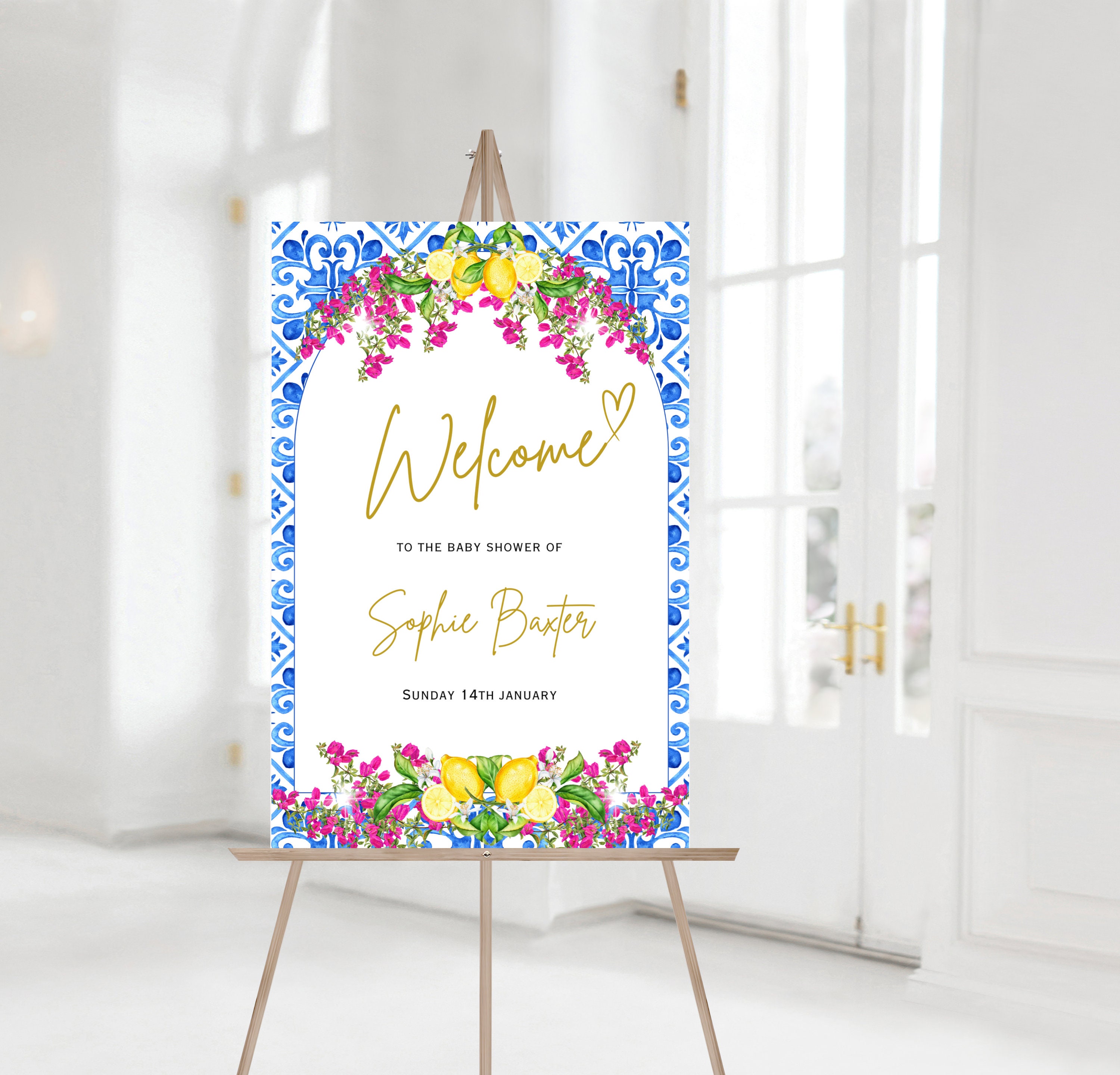 Lemon and Positano Tile Welcome Board, Amalfi Coast Baby Shower Signs ...