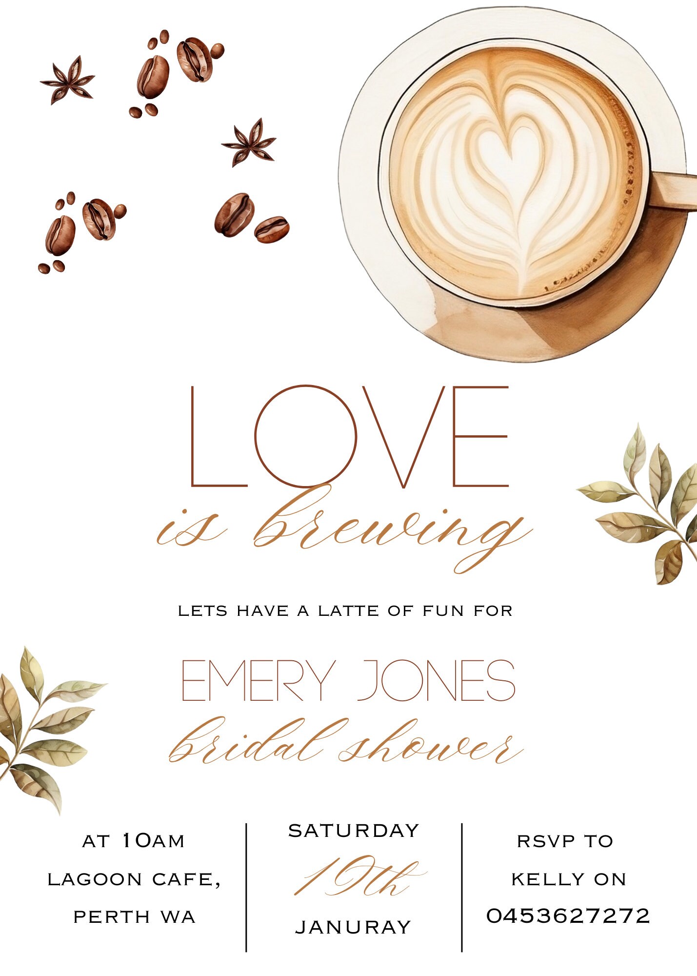 Editable Love is Brewing Bridal Shower Invitation, Coffee Invite ...