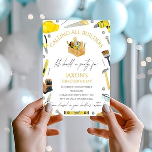 Builder's First Birthday Invitation, Under Construction Party, Tool's ...