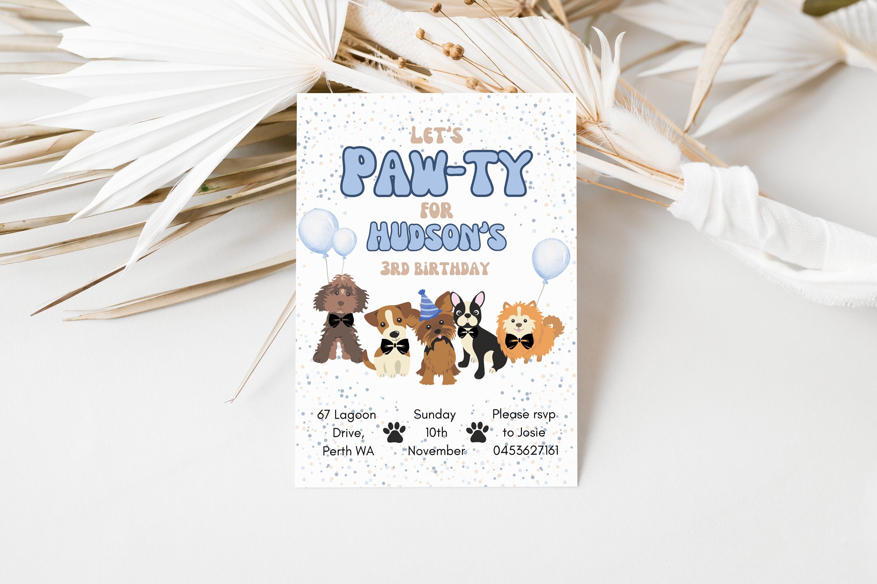 Editable Lets Pawty Birthday Invitation Boys Puppy Dog Invite Calling ...