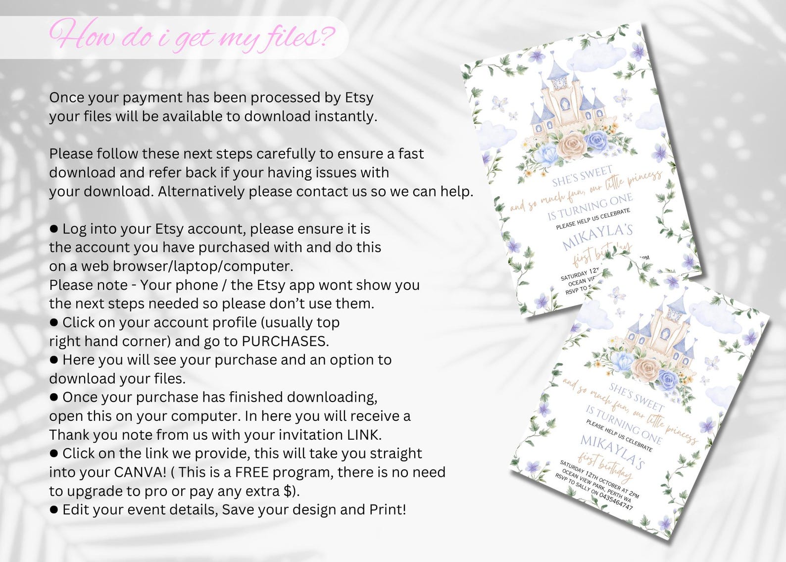 Princess Birthday Party Invite, Once Upon a Time Invitation, , Blue ...