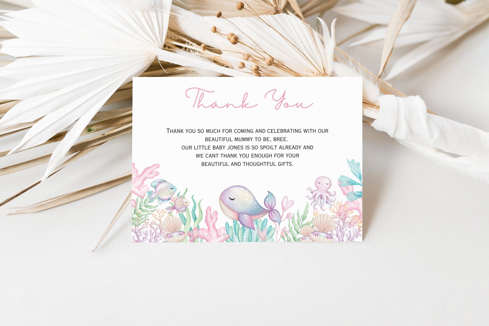 Under the Sea Thank You Card, Baby Shower Thank You Card, Ocean Party ...