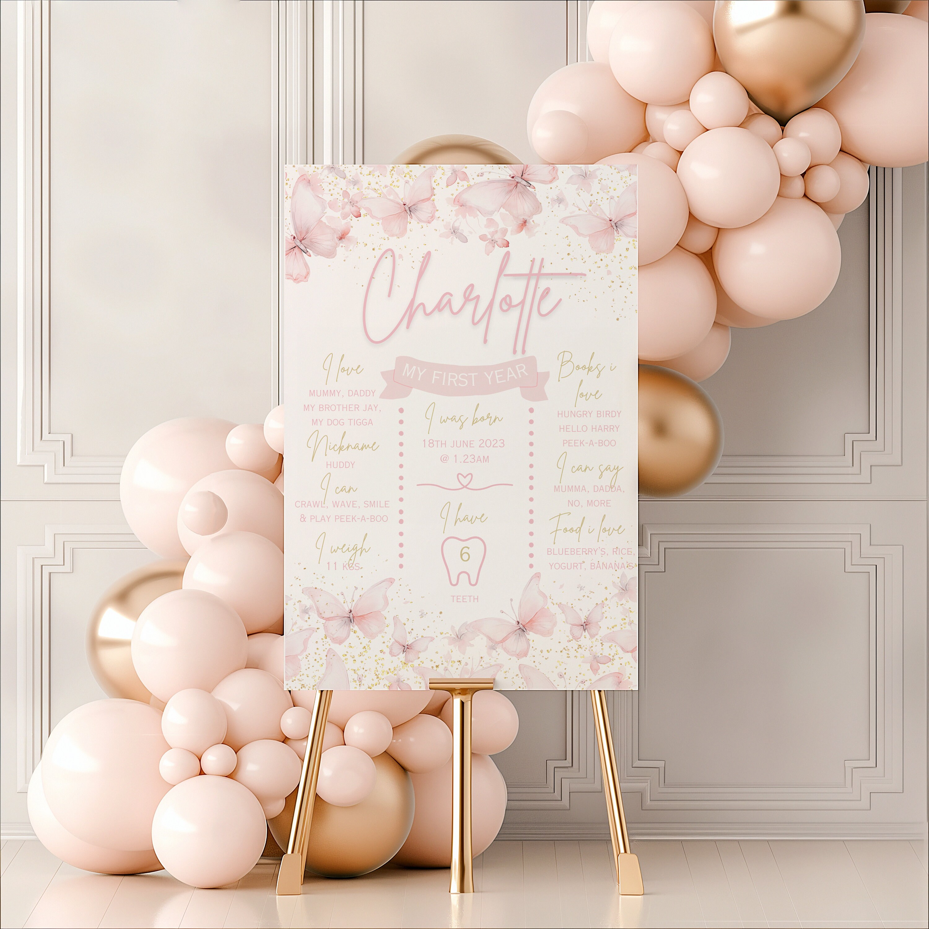 Butterfly Birthday Party Milestone Board, Pink Butterfly Milestone Sign ...