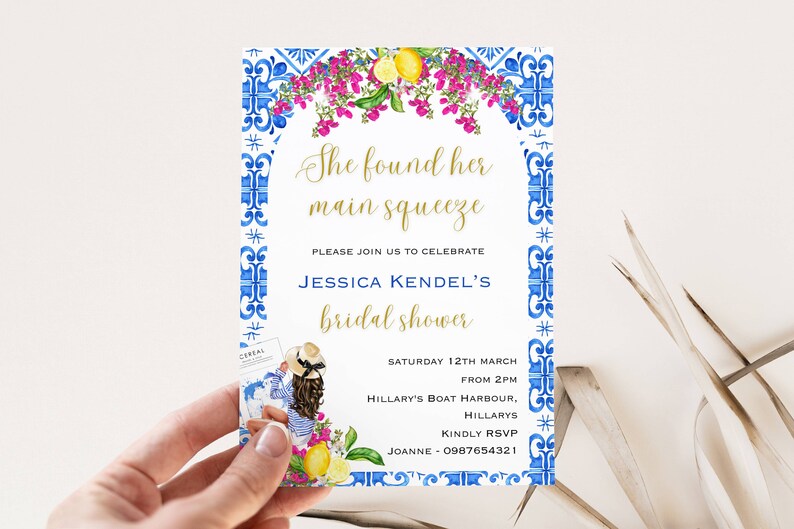 Editable She Found Her Main Squeeze Lemon Positano Tile Bridal Shower ...