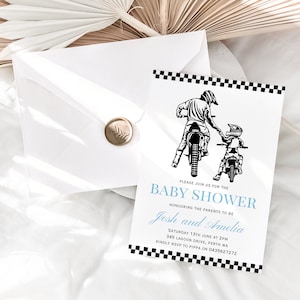 Motorbike Baby Shower Invitation, Dirt Bike Baby Shower Party, Daddy and Me Racing Invite ...